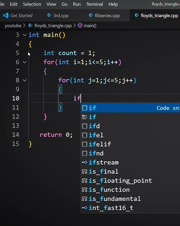 How to print floyd's triangular pattern in C++ #programming #coding #shorts - YouTube