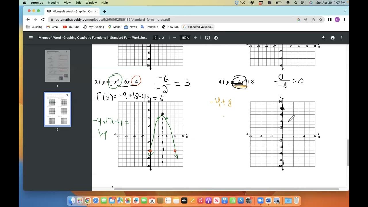 Graphing Quadratics Standard Form Review April 30th 2023 - YouTube