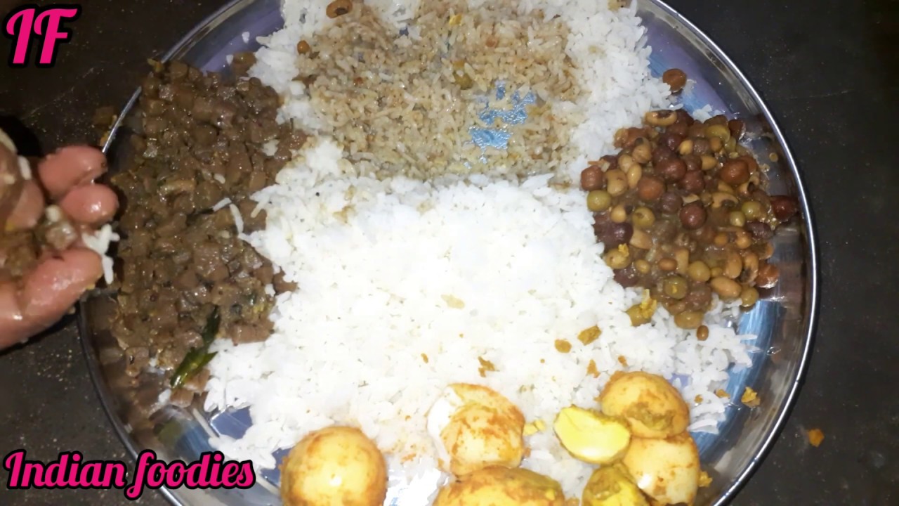 Rice with Pattani Kuzhambu Side dish Poricha Muttai - YouTube