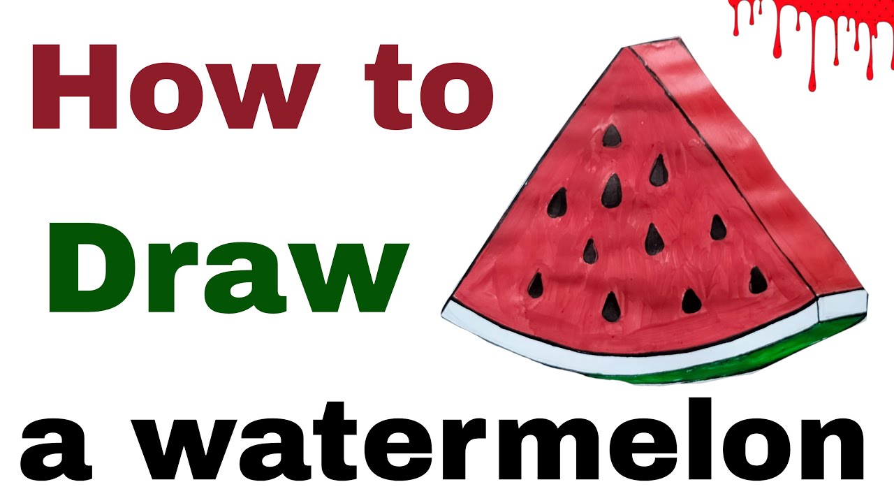how to draw a watermelon | step by step tutorial | easy art - YouTube