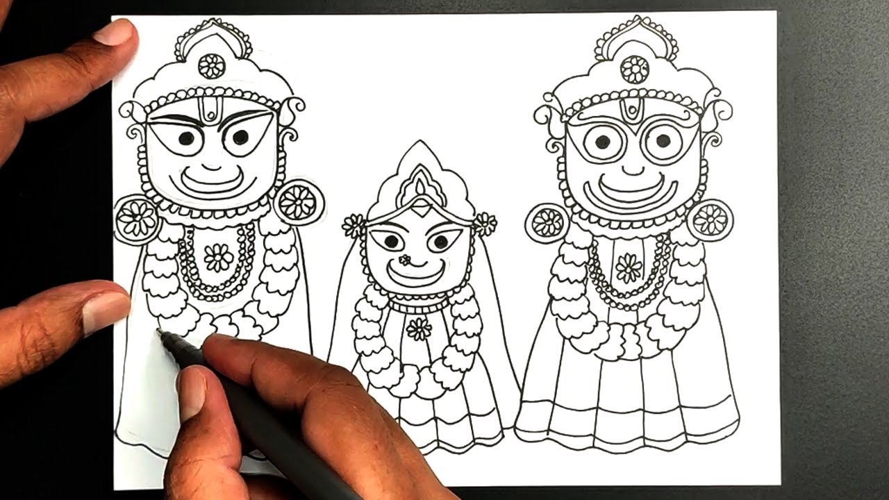Beautiful Drawing Of Lord Jagannath Balarama And Subhadra || Happy ...