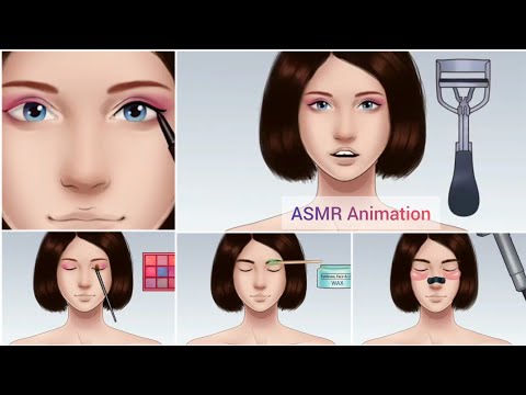 ASMR Animation | makeup ASMR | facial,skincare,spa | brain ASMR, smile ...