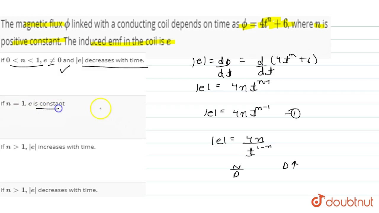 The magnetic flux `phi` linked with a conducting coil depends on time ...