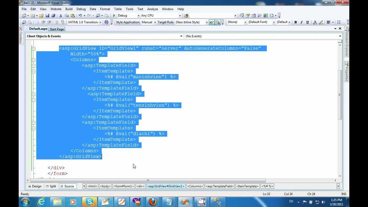 video hướng dẫn gridview trong asp.net bài 1 - YouTube