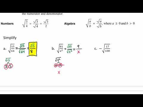 Simplifying Radicals and the Quotient Property of Square Roots Video ...