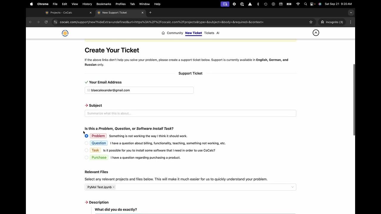 How to Make a Support Request in CoCalc - YouTube