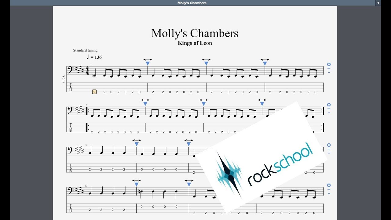 Molly's Chambers rockschool Grade 2 Bass Play along - YouTube