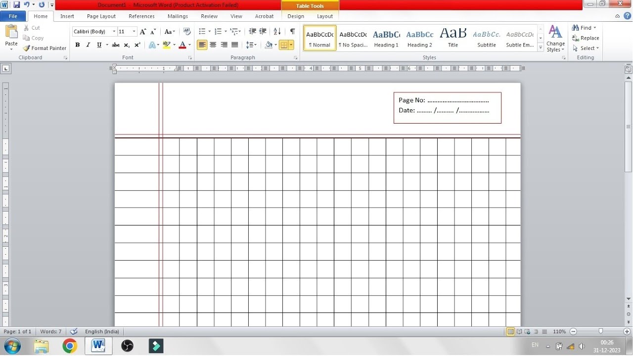 How to make a mathematics Notebook in MS Word? // Math Copy Page Design ...