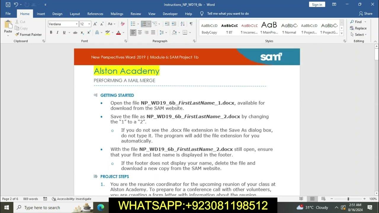 Word 2019 Module 6 SAM Project 1b | NP_WD19_6b | Module 6 SAM Project 1b - YouTube