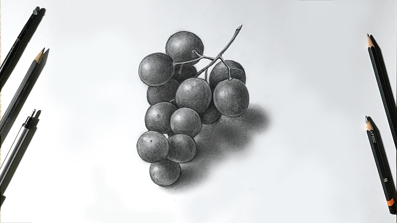 Cara menggambar buah Anggur yang mudah dengan Pensil - YouTube