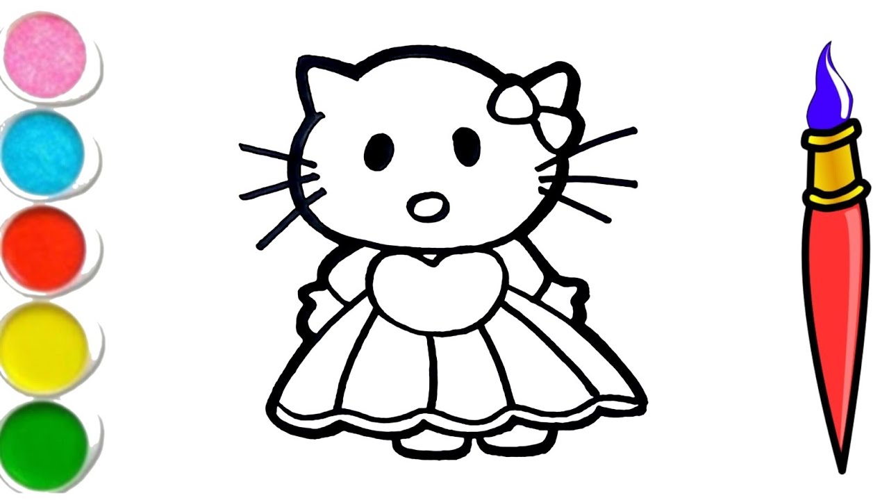 Beautiful Hello kitty drawing, painting and colouring for kids and ...