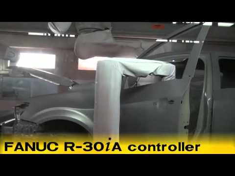 FANUC P 500iA and P 700iA robots prime paint and seal a car body - YouTube