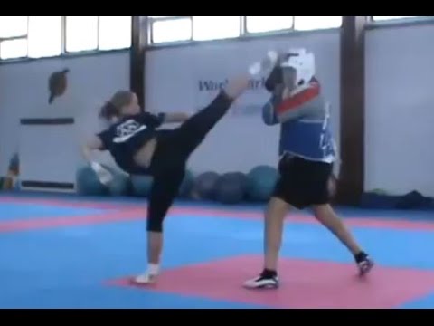 Taekwondo Blonde Girl Training Drills 2014