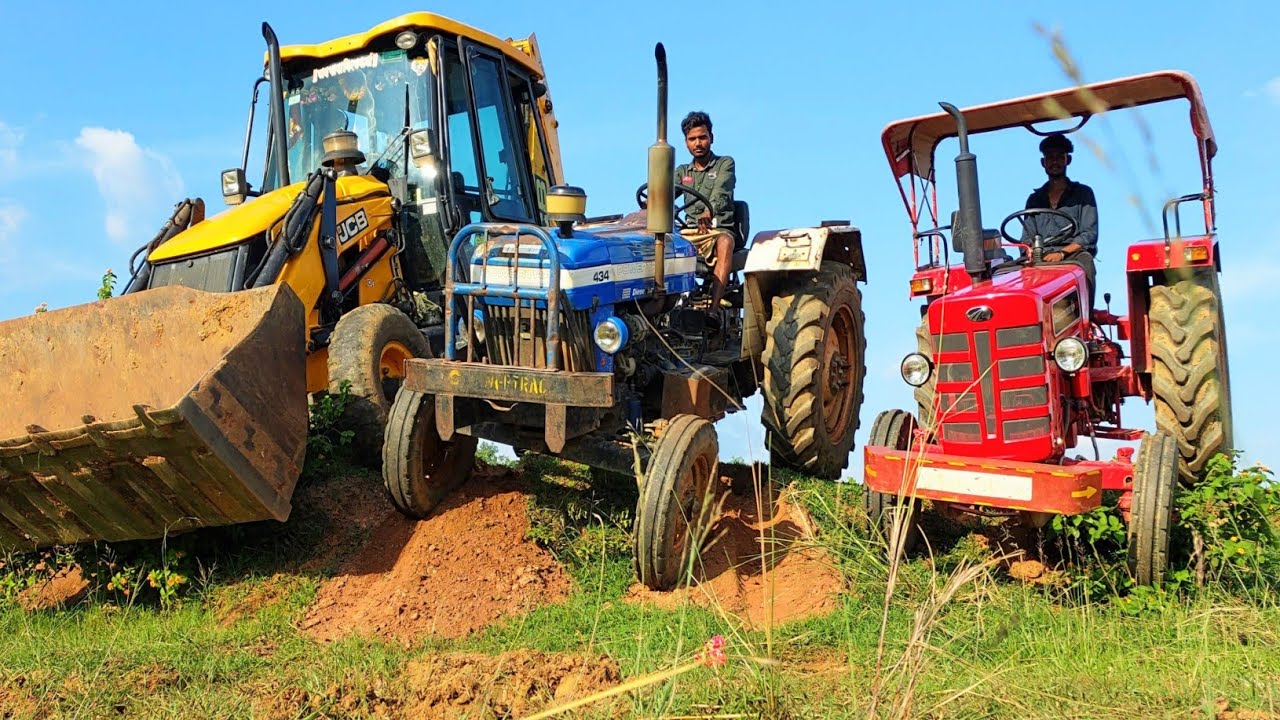 Power Test in Dry Pond | JCB vs Mahindra 275 vs Powertrac Tractor | Jcb ...