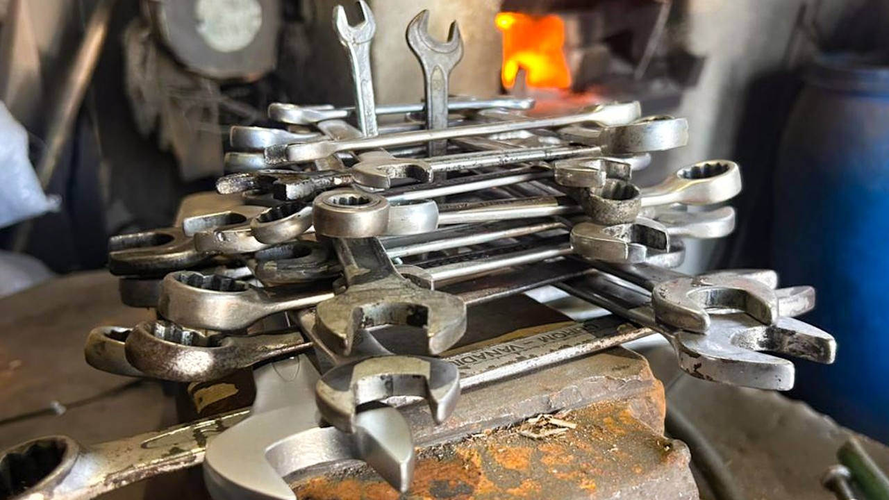 From Metal Wrench to a Shiny Sharp Blade 🔥 Knife Forging Process - YouTube