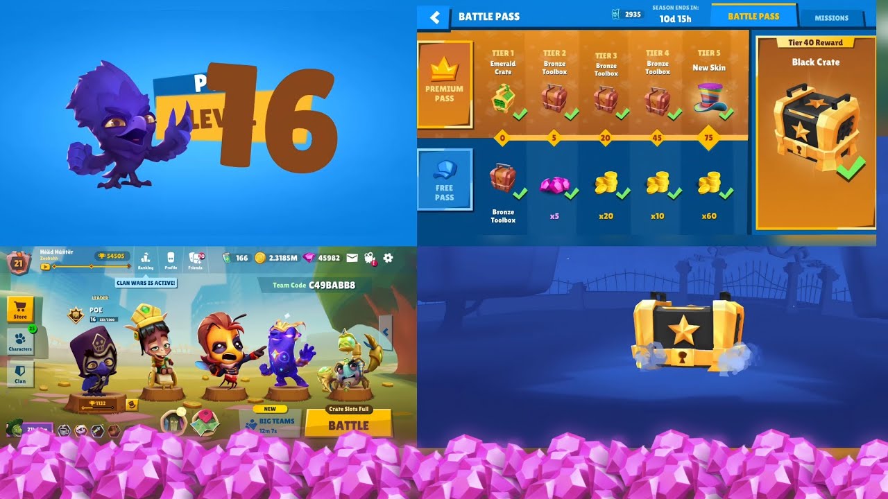 Zooba Squad Free Perimum Battle Pass Poe 16 Upgrade All Crate Gameplay ...