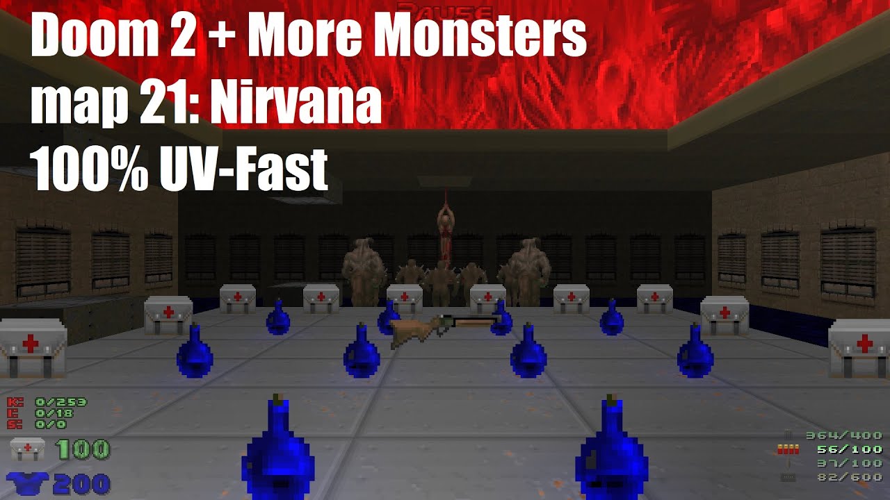Doom 2 + More Monsters - map 21: Nirvana (100% UV-Fast) - YouTube