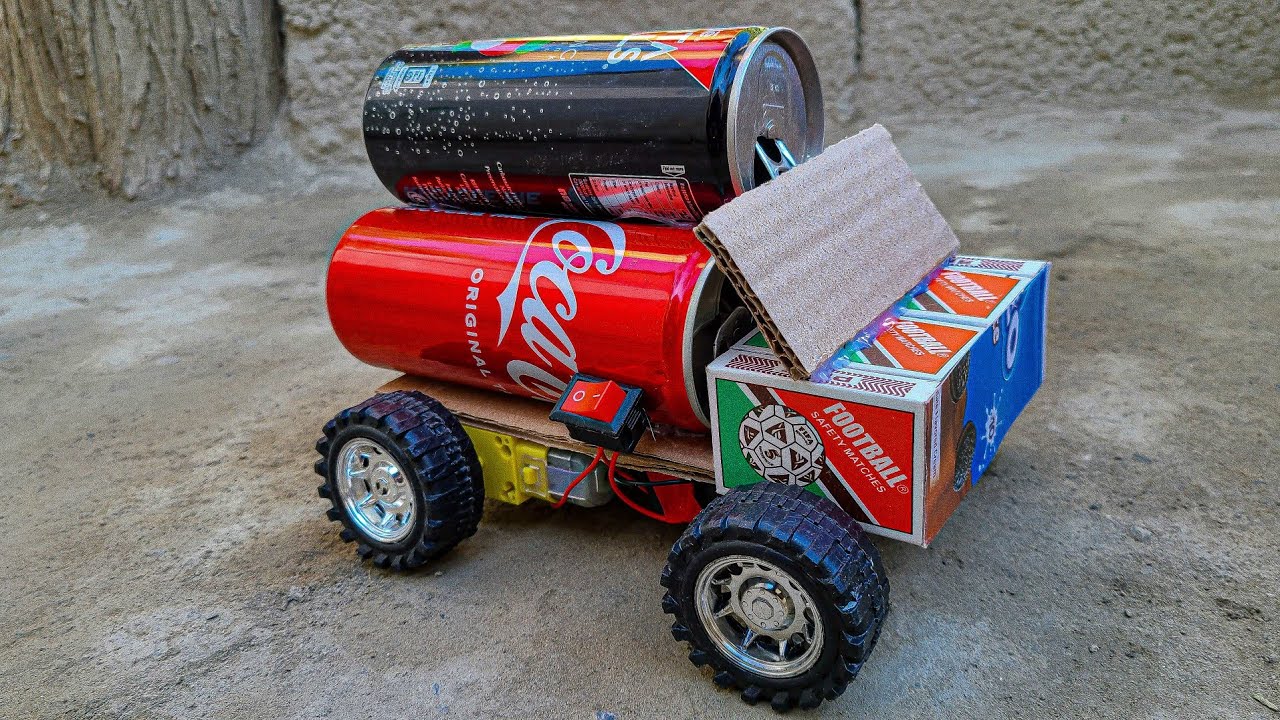 Soda Can Craft-How To Make A Mini Container Vehicle With Matchbox And ...