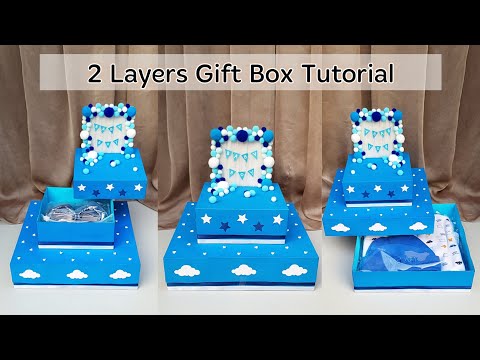2 Layers Gift Box| Diy gift box| Handmade gift ideas| Gift box tutorial ...