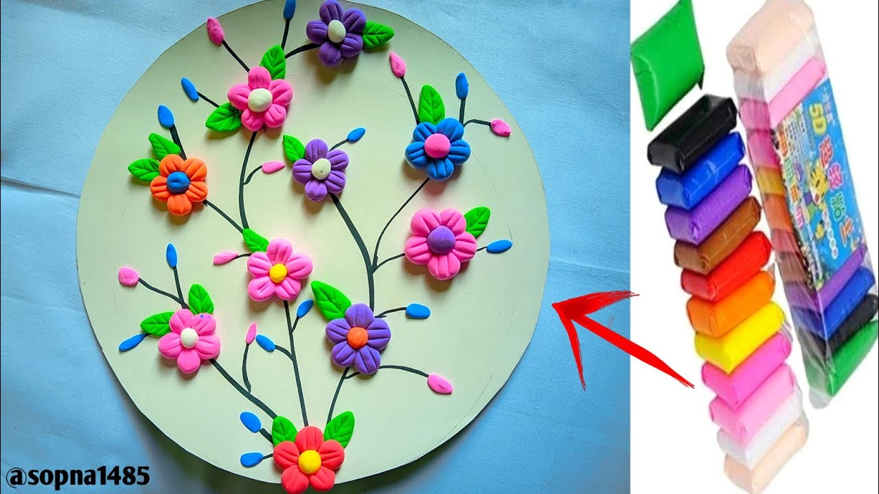 How To Make Flower Showpiece With Clay 🥰 // @sopna1485 - YouTube