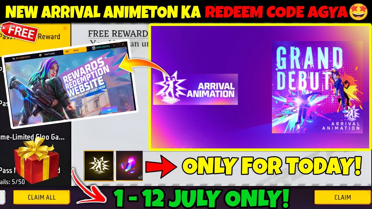 FREE FIRE REDEEM CODE TODAY 1 JULY| FF REWARDS REDEEM CODE | FF REDEEM ...