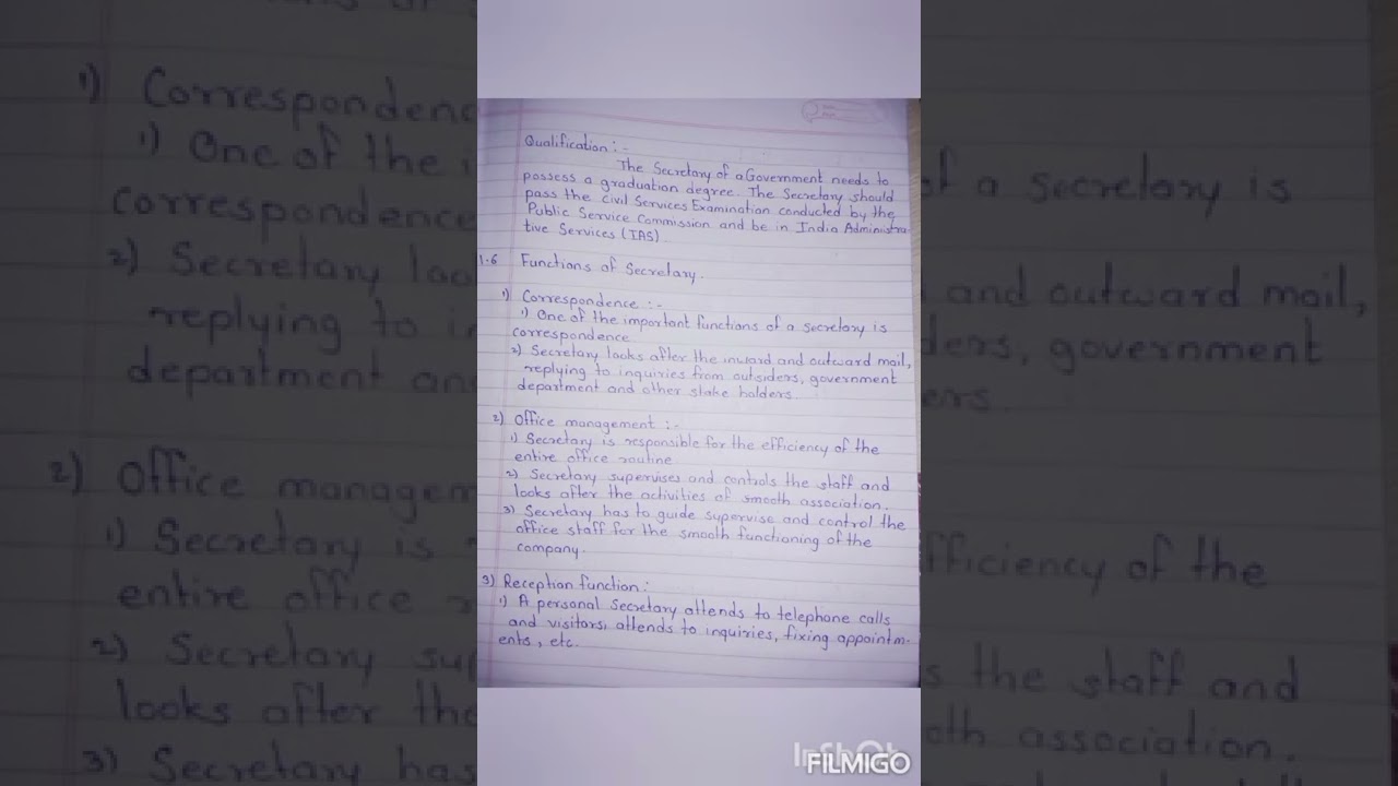 11th commerce secretarial practice(S.P) chapter 1 secretary notes ...