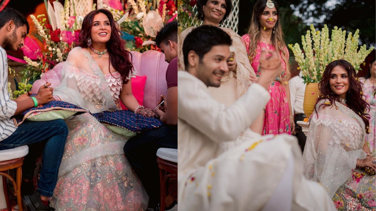 Richa Chadda को लगी Ali Fazal के नाम की Mehandi, Haldi Ceremony में ...