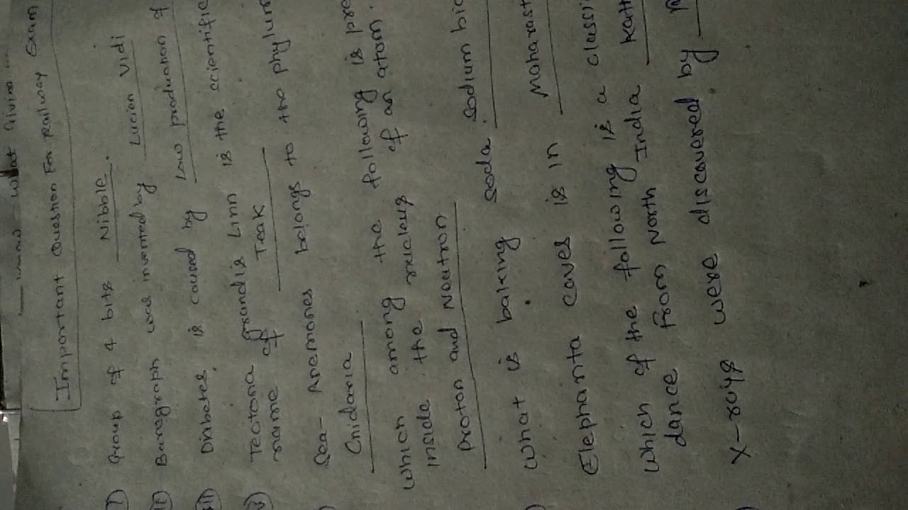 Some important question RRB Railway exam - YouTube