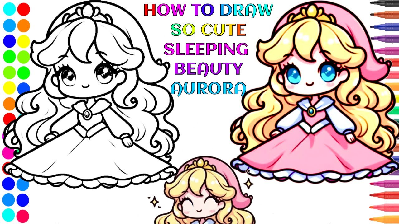 How to draw so cute princess aurora step by step easy - Drawings ...