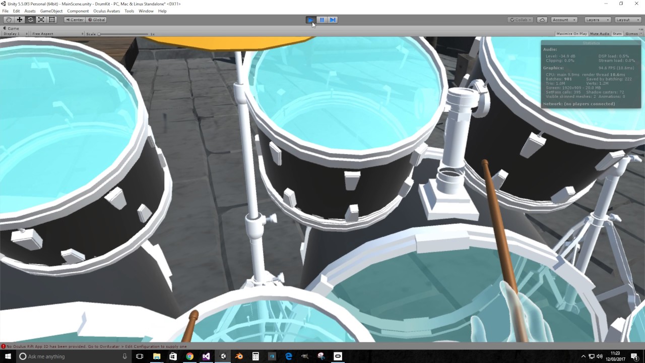 Unity VR Drum Kit - Oculus Rift Touch - YouTube