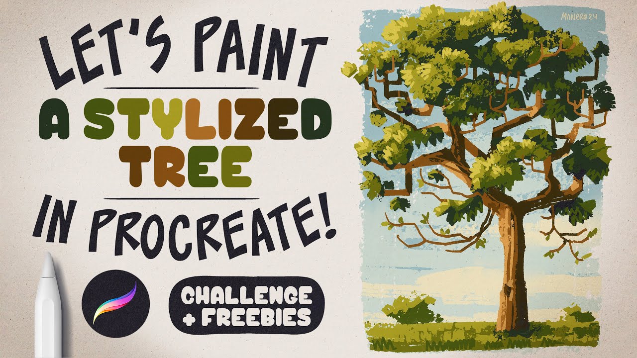 Let's Paint a Stylized Tree | Art Challenge + Procreate freebies 🎨🖌 ...