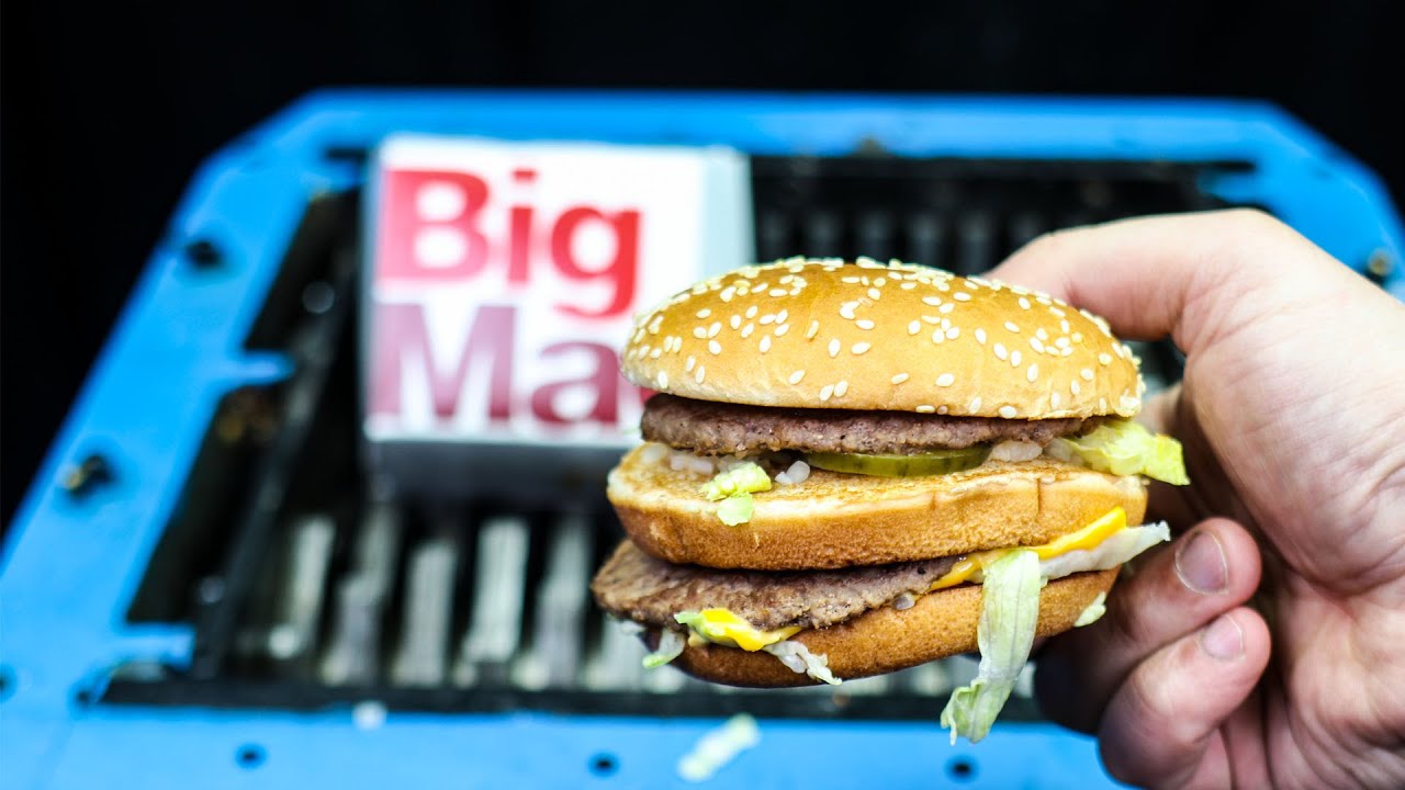 Shredding McDonalds Big Mac And Toys Satisfying - YouTube