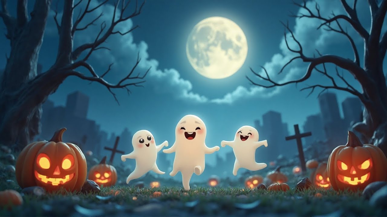 Five Little Ghosts | Halloween Song for Kids | Spooky Nursery Rhyme ...