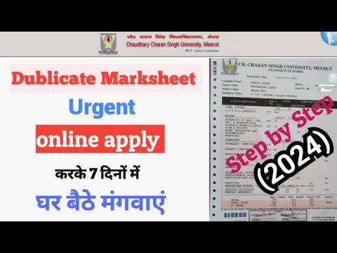 How to get Duplicate Marksheet of CCS University | Lost or Damaged hui ...