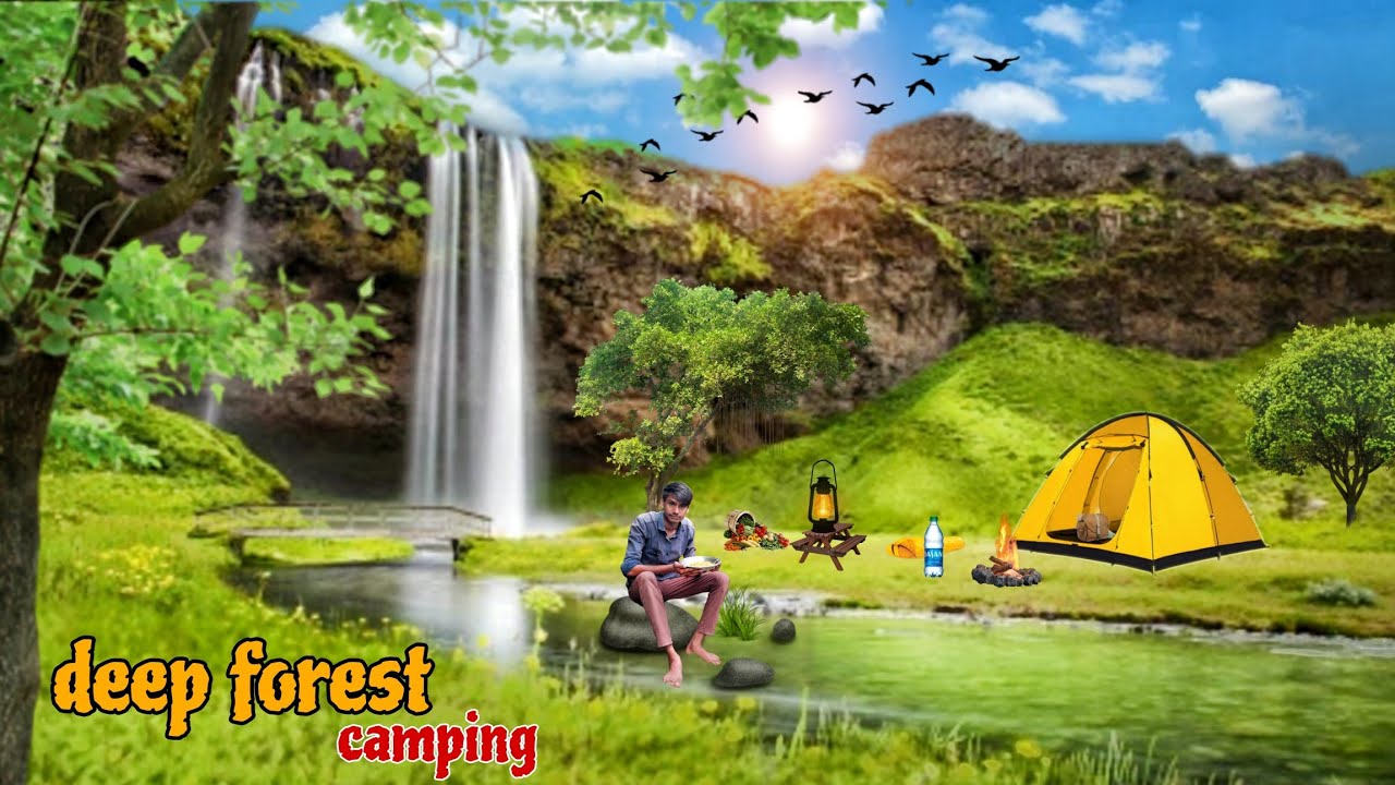 Deep Forest Camping 🏕️ || waterfall camping || camping on the mountain ...
