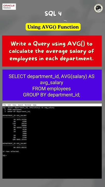 SQL4 🎓| Oracle SQL: AVG() Function Explained | SQL for Beginners - YouTube