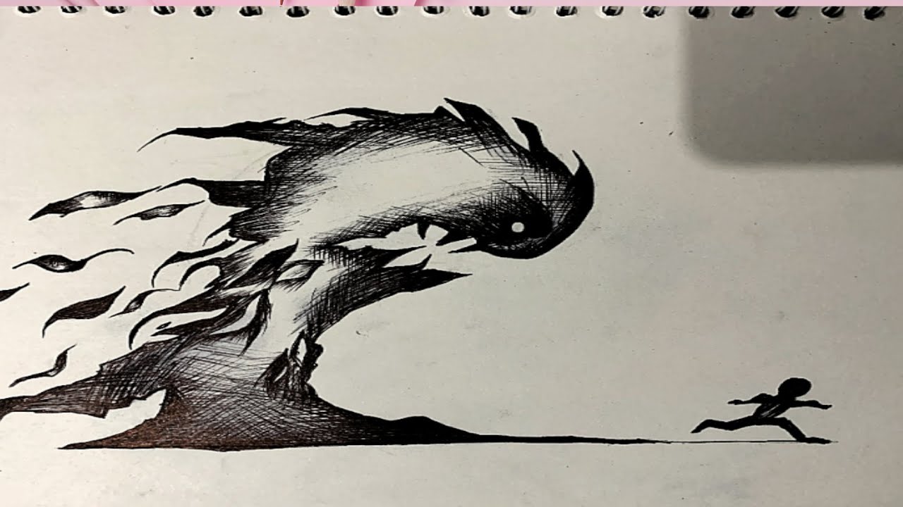 How to draw a scary sketch ||Are You Afraid of the Dark?#disturbing ...