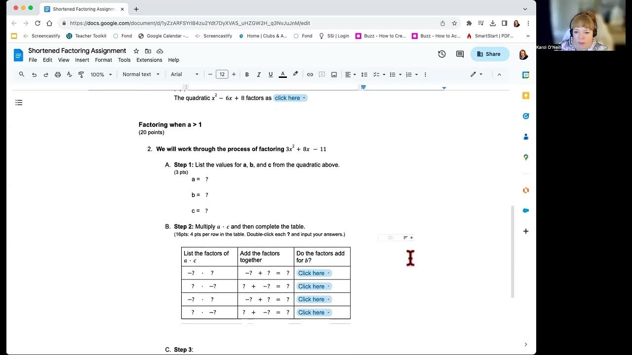 Factoring Quadratics Assignment Instructions - YouTube