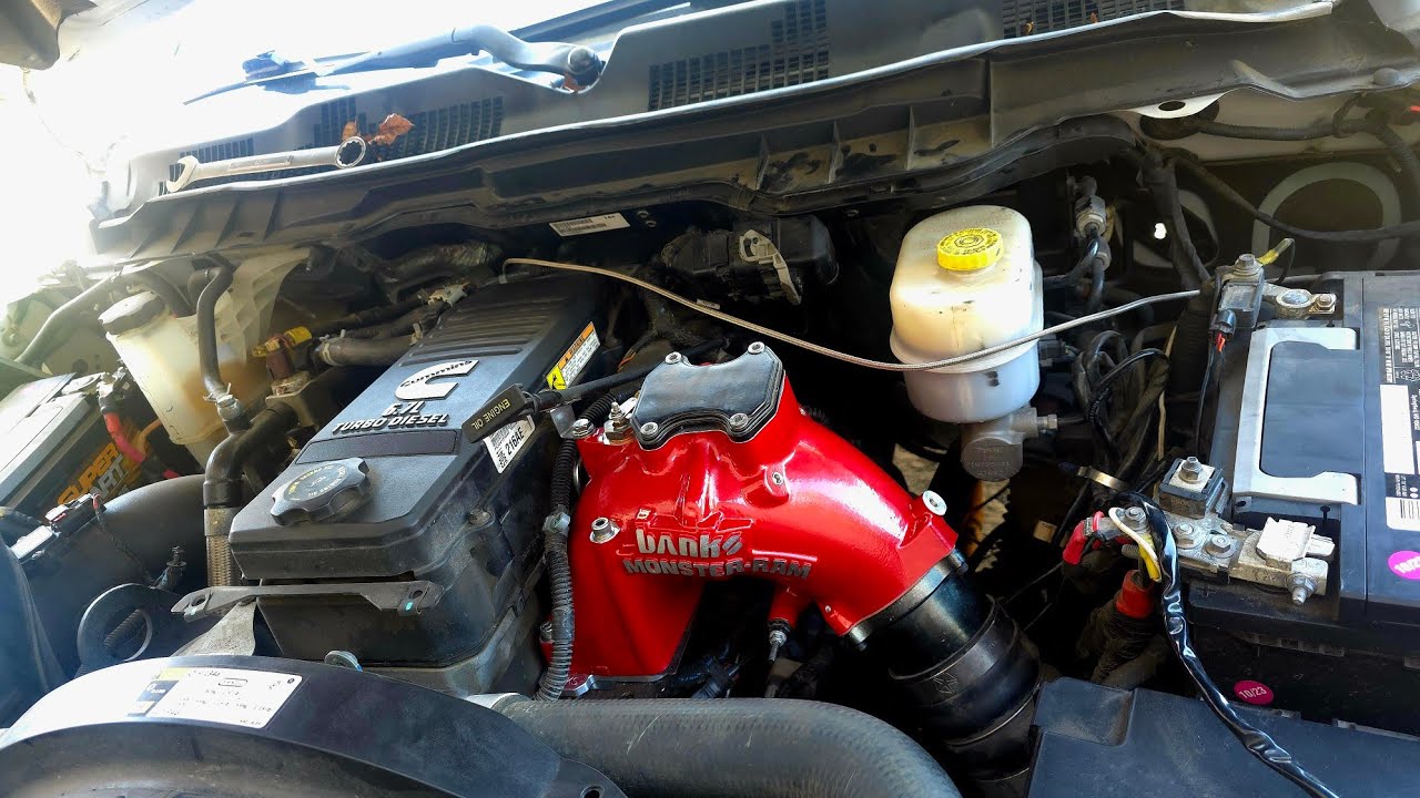 Ram 6.7 Cummins Banks Monster Intake And Grid heater Delete Install DIY ...