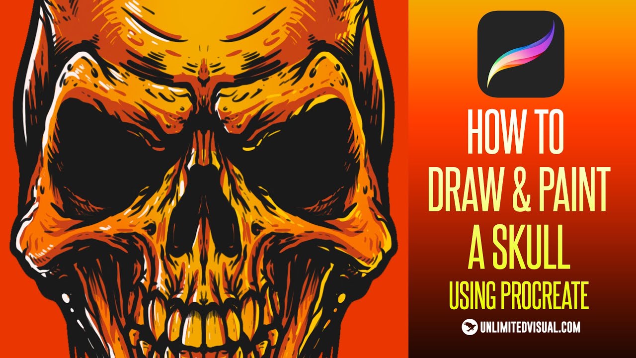 HOW TO DRAW & PAINT A SKULL using PROCREATE (Tutorial) - YouTube