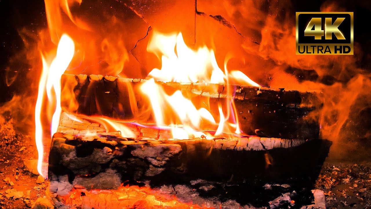 🔥4K Crackling Fireplace & Relaxing Piano Jazz Music🔥 Instrumental ...