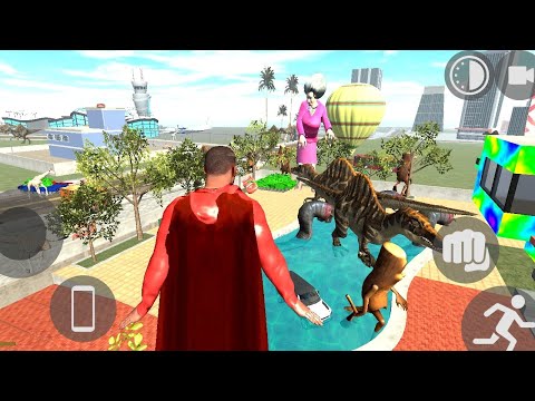  Superman vs Giant 🦖Dinosaurs & Scary ||Indian bike driving 3d game 