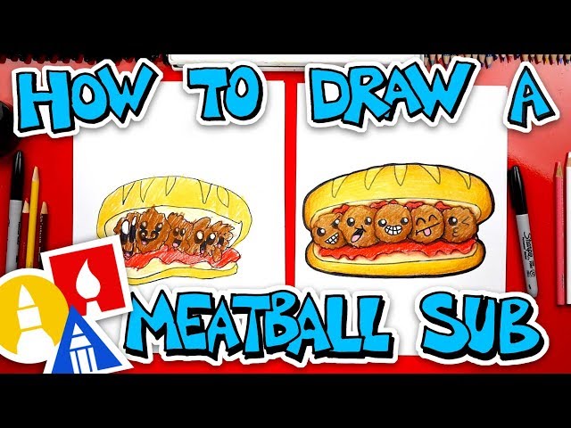 How To Draw A Funny Meatball Sub - Videos For Kids