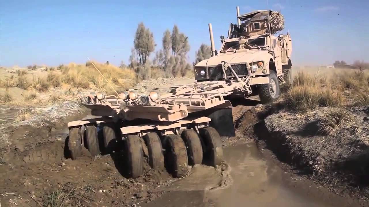 US Marines Tow Truck Recovering MRAP and Logistic Truck Stuck in the ...