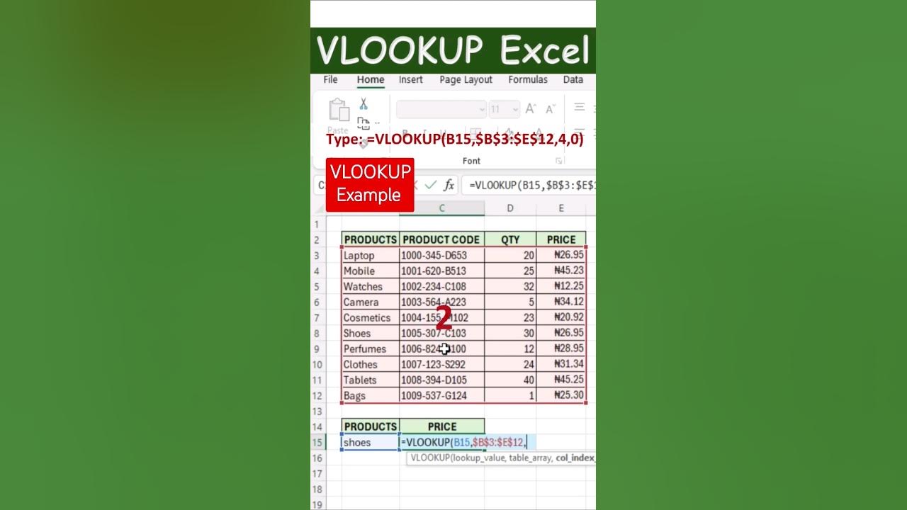 📈📊excel Vlookup Tutorial Example👀🔎 Excelfunction Shorts Excel Smartwaystowork Youtube