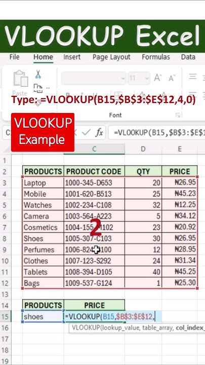📈📊excel Vlookup Tutorial Example👀🔎 Excelfunction Shorts Excel Smartwaystowork Youtube