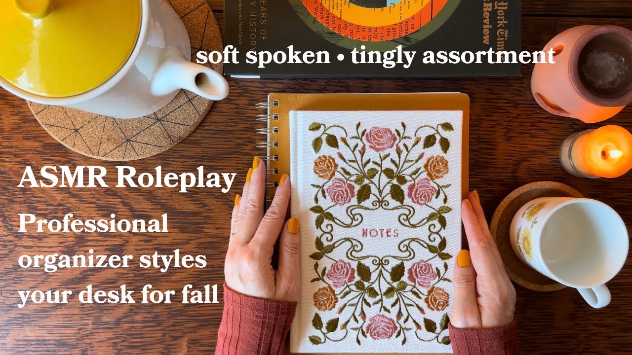 ASMR Roleplay: I Set Up Your Writing Desk for Fall 🍁(book sounds, page ...