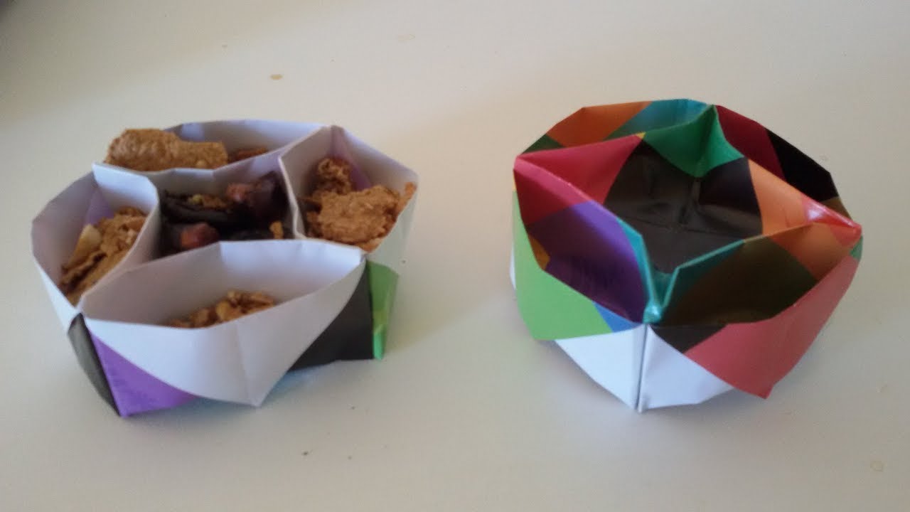 DIY Paper Lazy Susan, Origami Snack Box Crafts, Table Organizer - Caja ...