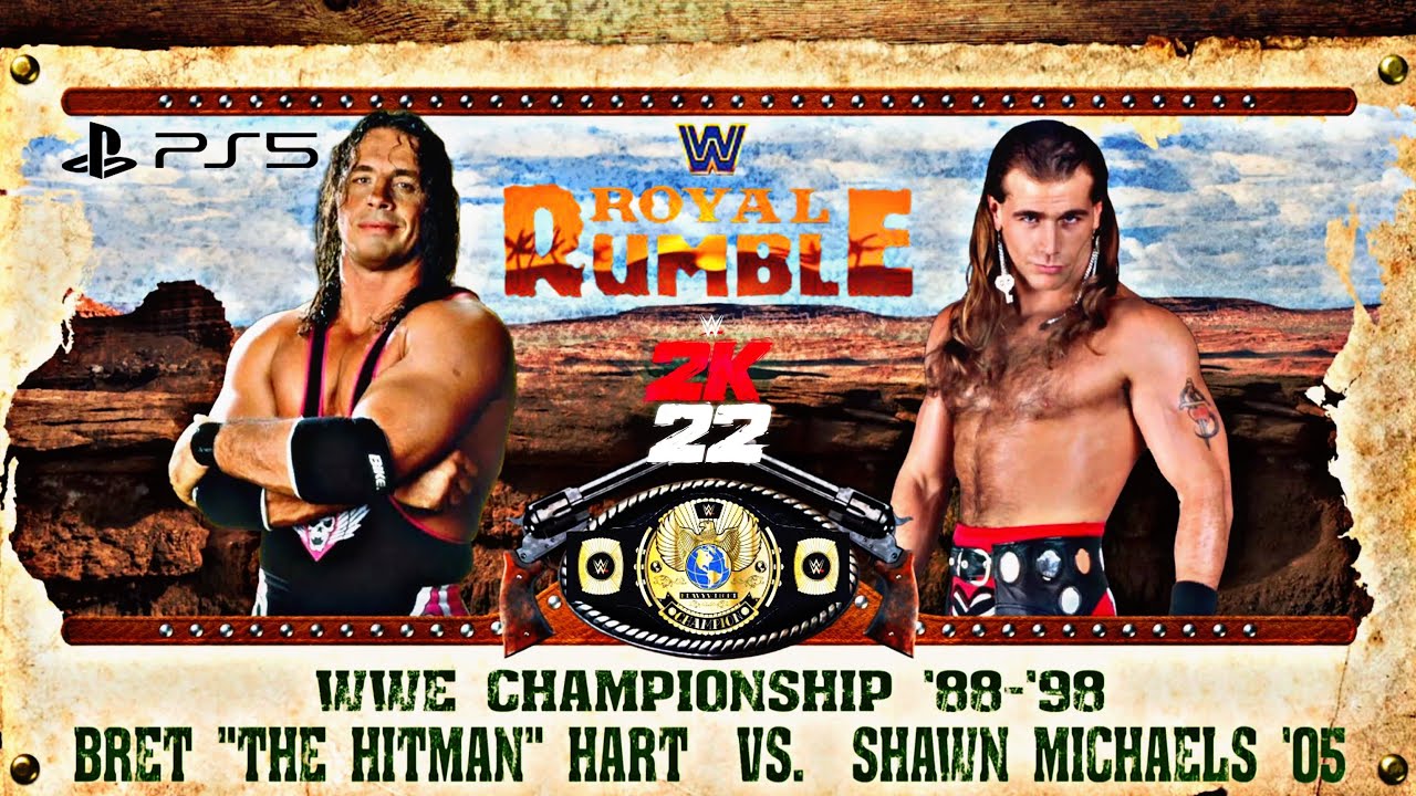 WWE2K22: Bret "The Hitman" Hart vs. Shawn Michaels for the Vacant WWE ...