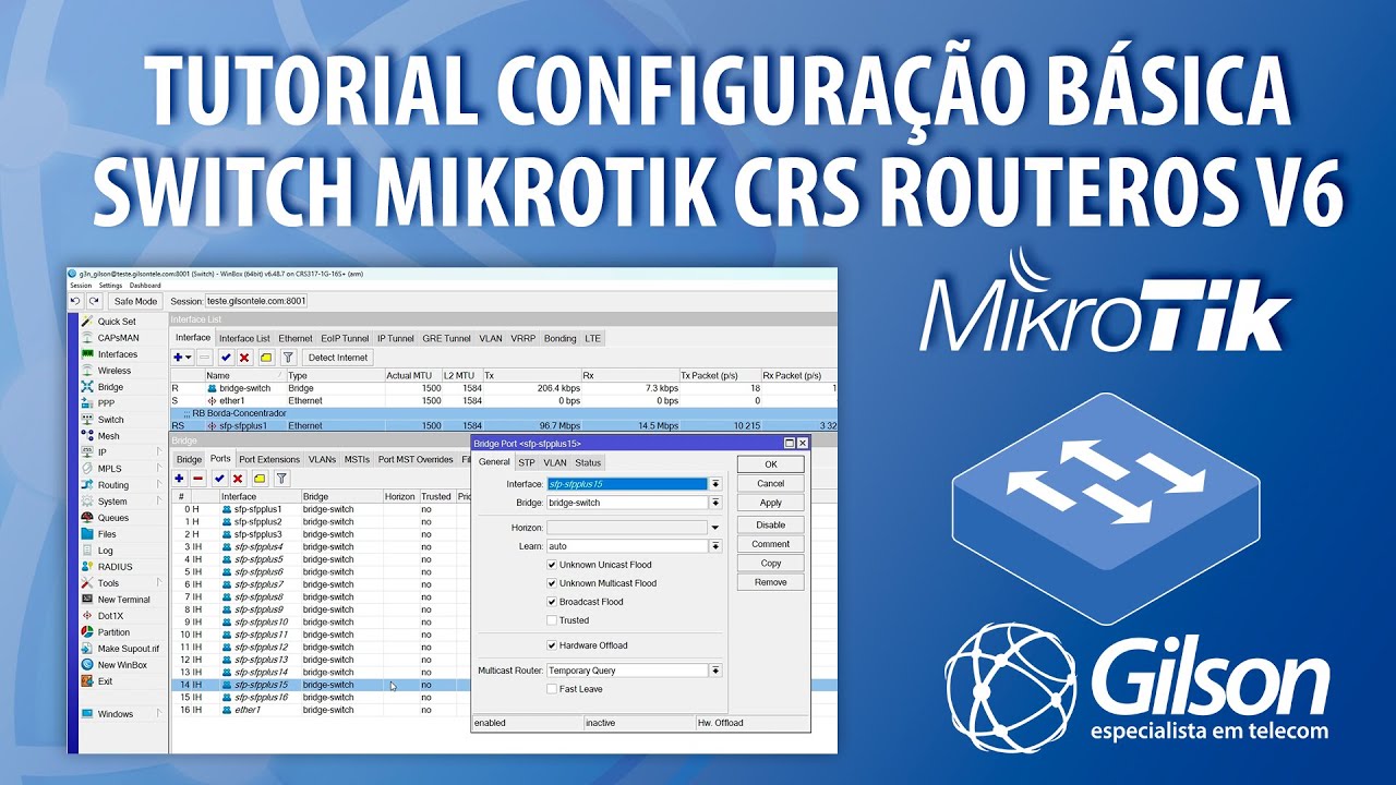 Tutorial Configuração Básica Switch Mikrotik CRS RouterOS v6 (VLAN TAG ...